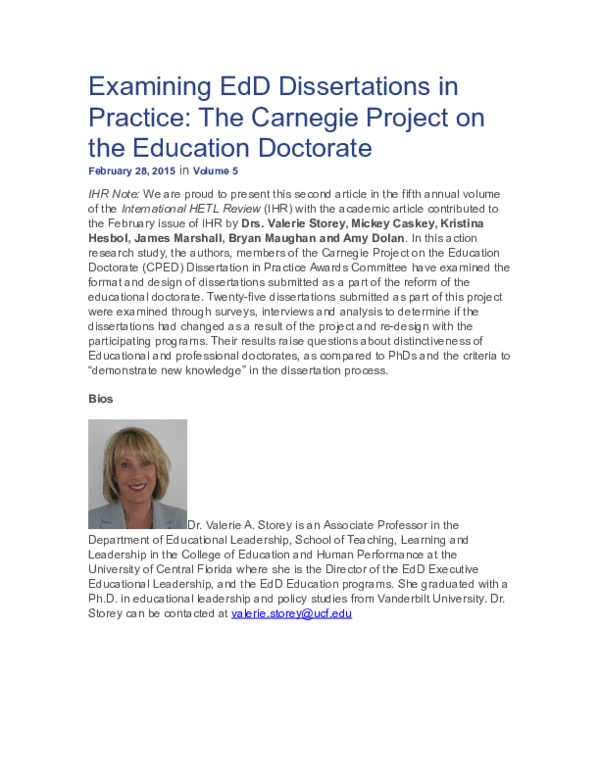 (DOC) Examining EdD Dissertations in Practice: The Carnegie Project on ...