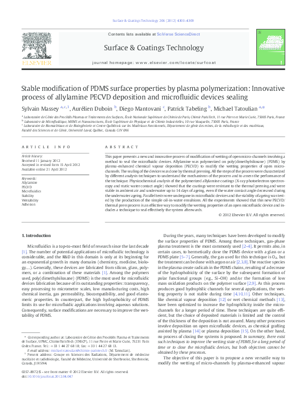 (PDF) Surface Modification of Droplet Polymeric Microfluidic Devices ...