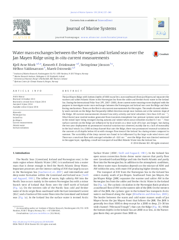 (PDF) Water mass exchanges between the Norwegian and Iceland seas over ...