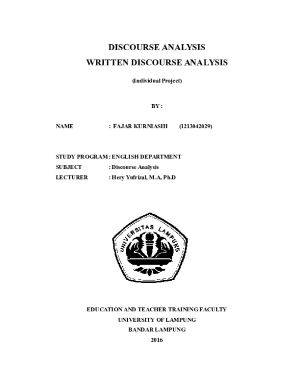 (DOC) WRITTEN DISCOURSE ANALYSIS