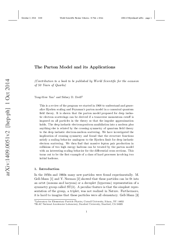 (PDF) The parton model and its applications