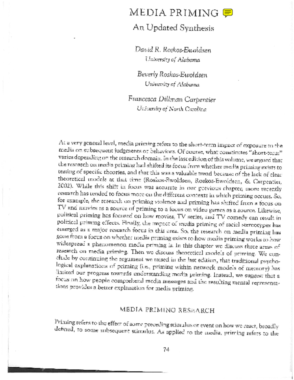 (PDF) Media priming: An updated synthesis