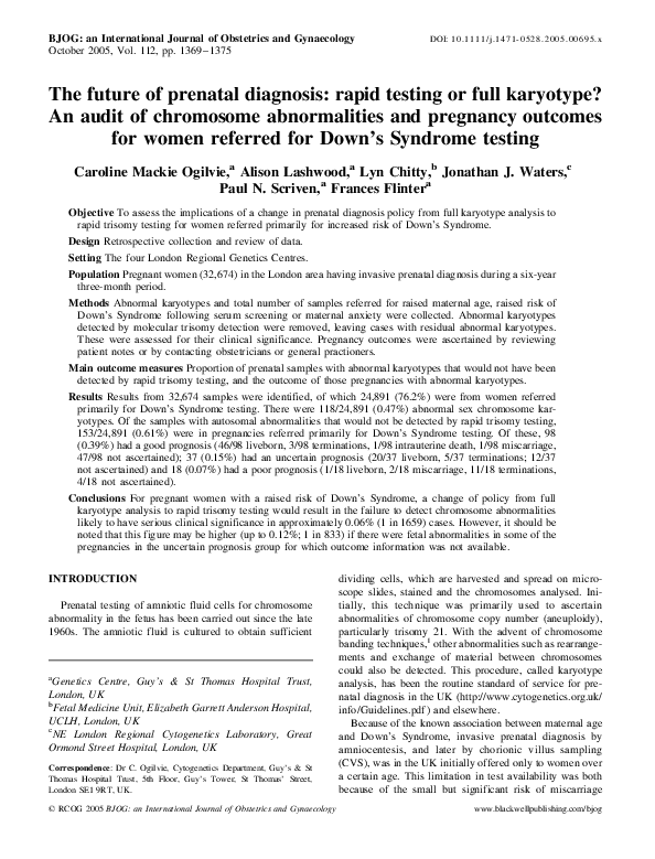 Pdf Non Invasive Prenatal Screening Of Fetal Sex Chromosomal Abnormalities Perspective Of