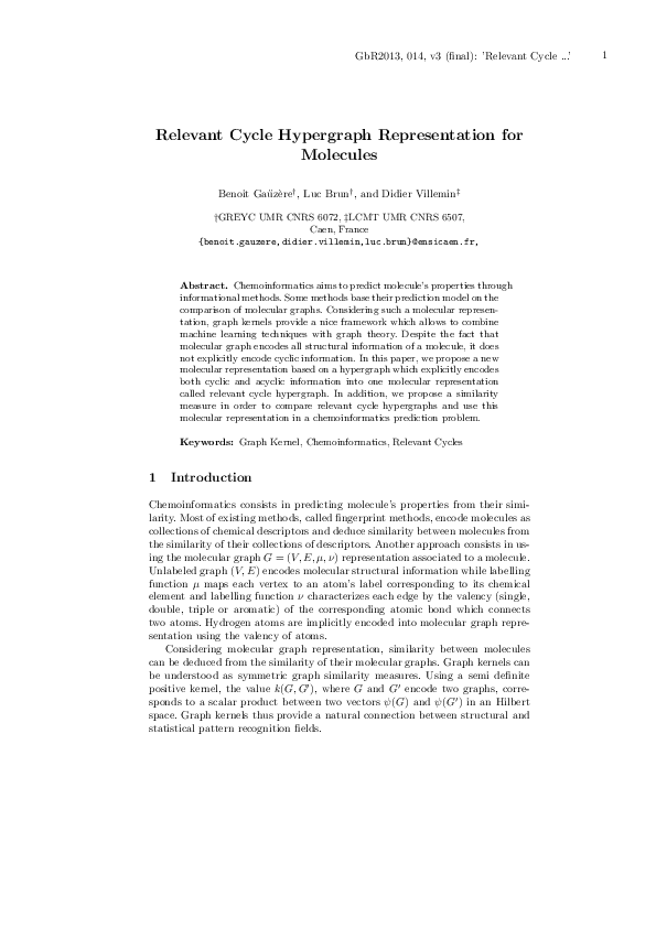 (PDF) Relevant Cycle Hypergraph Representation for Molecules