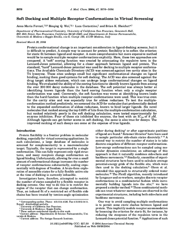 (PDF) Soft Docking and Multiple Receptor Conformations in Virtual Screening