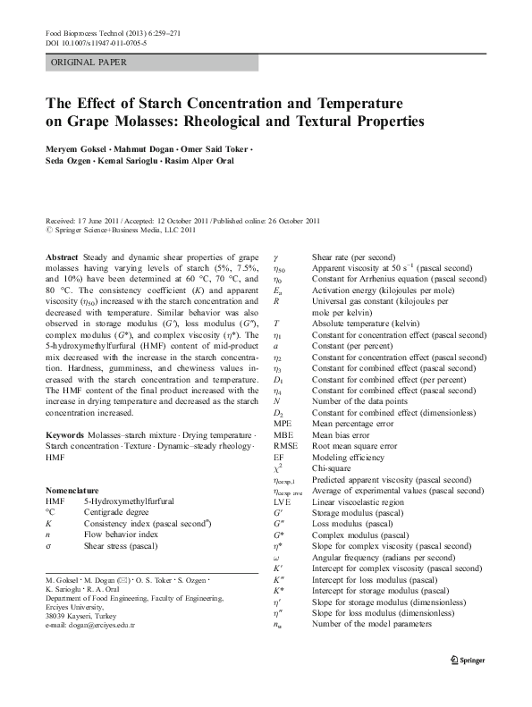 (PDF) The Effect of Starch Concentration and Temperature on Grape ...