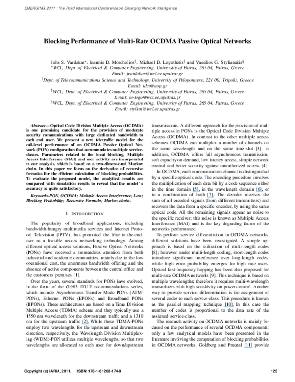 (PDF) Blocking performance of Multi-rate OCDMA PONs