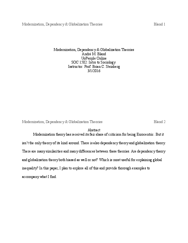 Doc Modernization Dependency And Globalization Theories