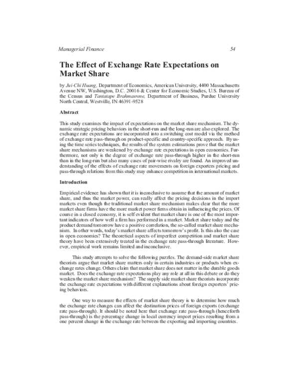 (PDF) The Effect of Exchange Rate Expectations on Market Share