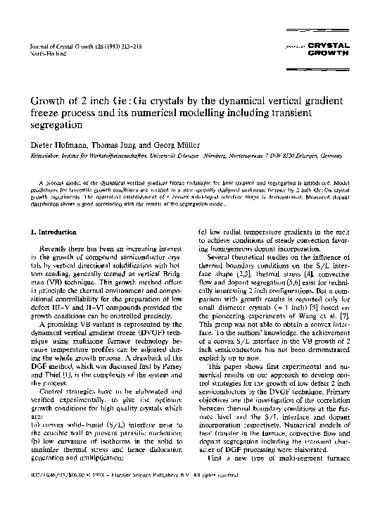 (PDF) Growth of 2 inch Ge: Ga crystals by the dynamical vertical ...