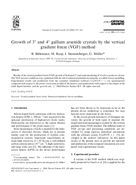 (PDF) Growth of 3″ and 4″ gallium arsenide crystals by the vertical ...