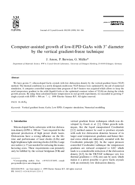 (PDF) Computer-assisted growth of low-EPD GaAs with 3″ diameter by the ...