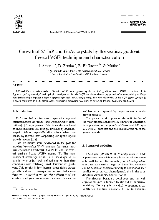 (PDF) Growth of 2″ InP and GaAs crystals by the vertical gradient ...
