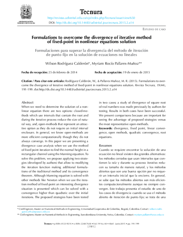 (PDF) Formulations to overcome the divergence of iterative method of fixed-point in nonlinear ...
