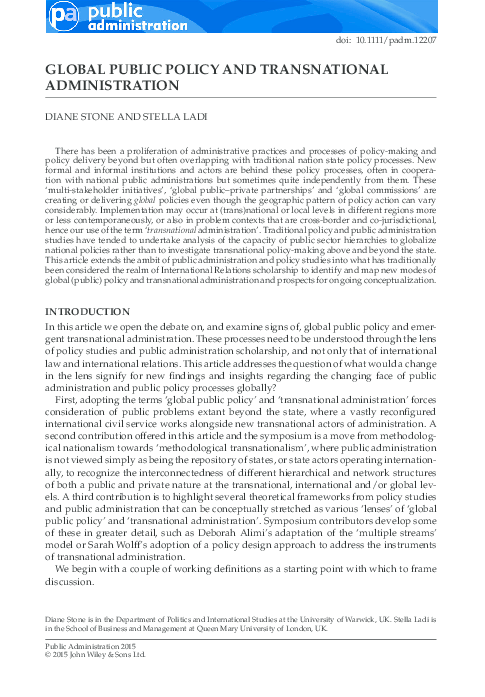 (PDF) GLOBAL PUBLIC POLICY AND TRANSNATIONAL ADMINISTRATION