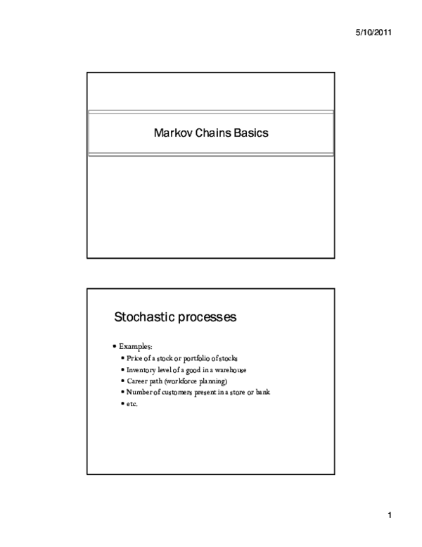 Pdf Markov Chains Basics Markov Chains Basics Stochastic Processes