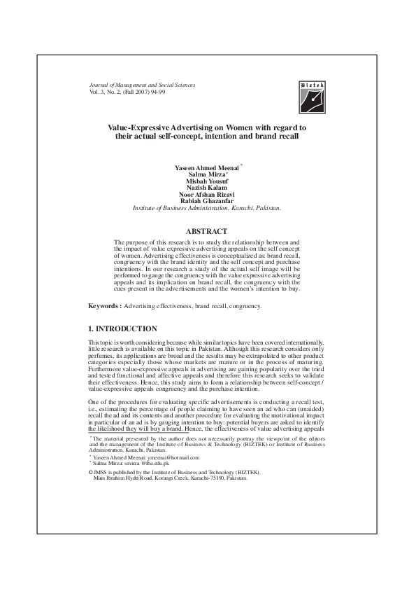 (PDF) Yaseen Value-Expressive Advertising on Women with regard to their ...