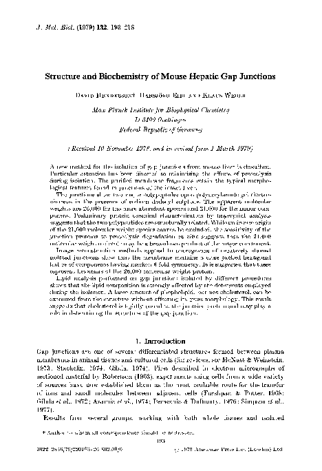 (PDF) Structure and biochemistry of mouse hepatic gap junctions