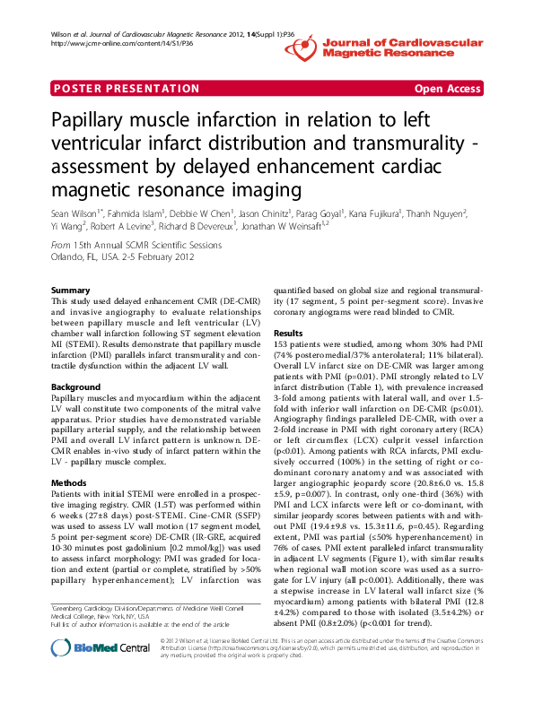 (PDF) Papillary muscle infarction in relation to left ventricular ...