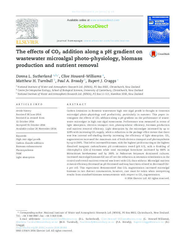 (PDF) The effects of CO2 addition along a pH gradient on wastewater ...