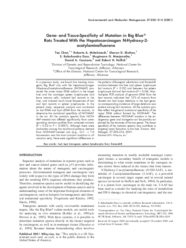 Gene- and tissue-specificity of mutation in Big Blue rats treated with ...