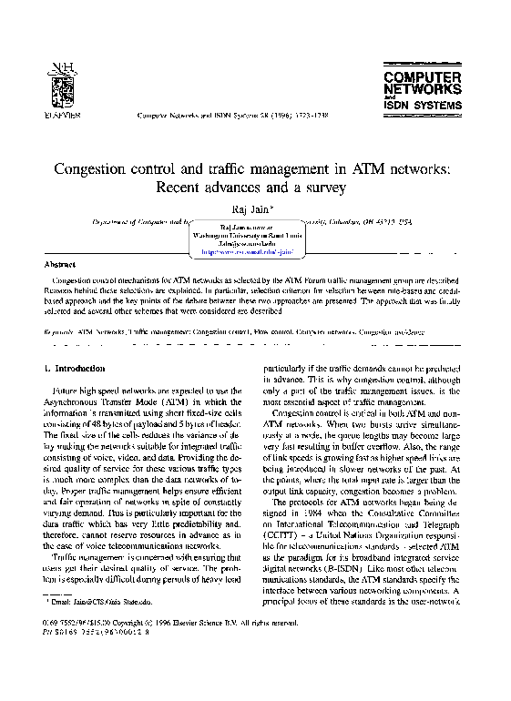 (PDF) Congestion control and traffic management in ATM networks: Recent advances and a survey