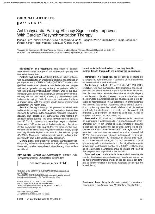 (PDF) Antitachycardia Pacing Efficacy Significantly Improves With ...
