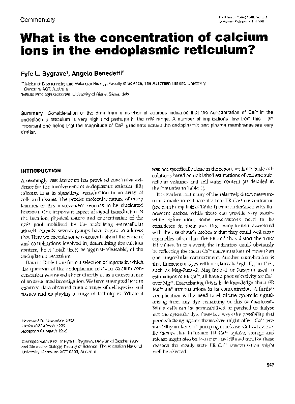 (PDF) What is the concentration of calcium ions in the endoplasmic ...