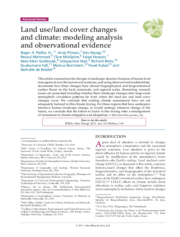 (PDF) Land use/land cover changes and climate: modeling analysis and ...