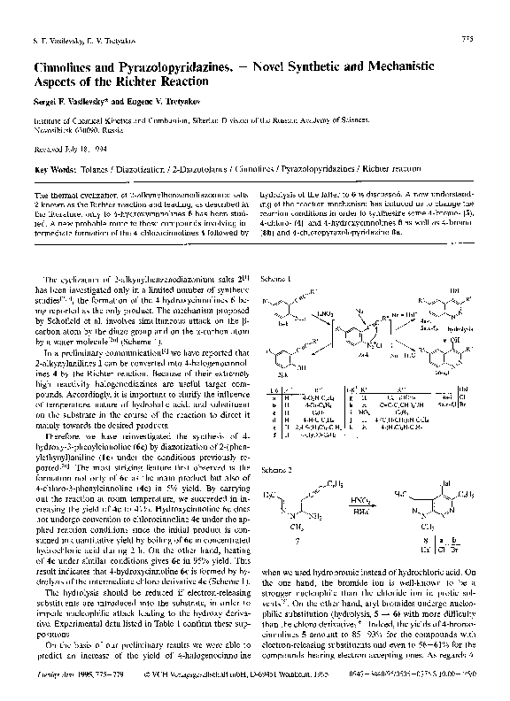(PDF) Cinnolines and pyrazolopyridazines. — Novel synthetic and ...