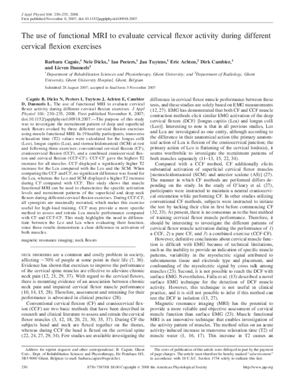 (PDF) The use of functional MRI to evaluate cervical flexor activity ...