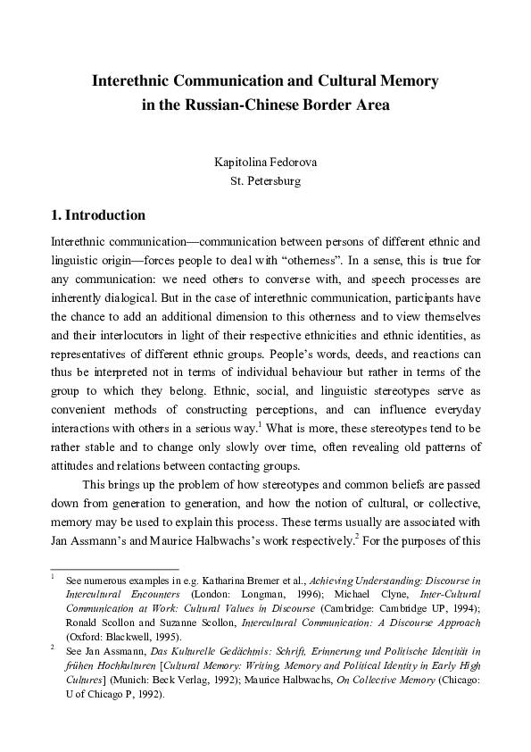 (PDF) Interethnic Communication and Cultural Memory in the Russian ...