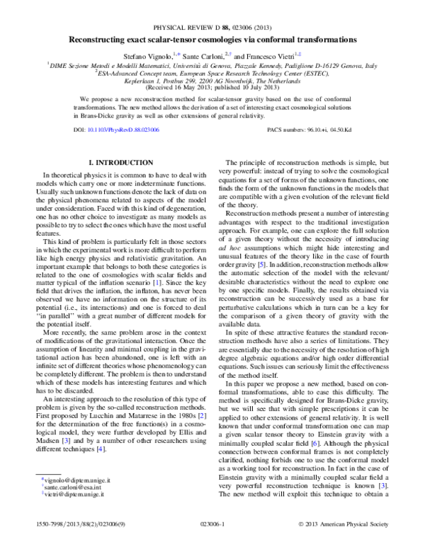 (PDF) Reconstructing exact scalar-tensor cosmologies via conformal transformations