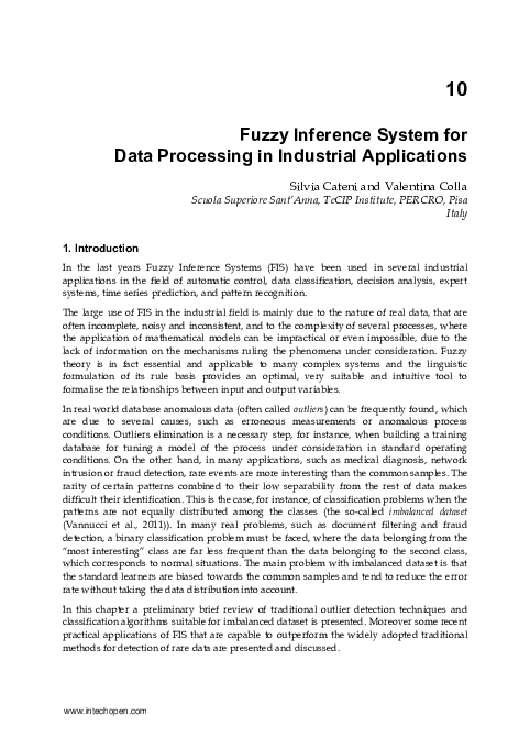 (PDF) Fuzzy Inference System for Data Processing in Industrial Applications