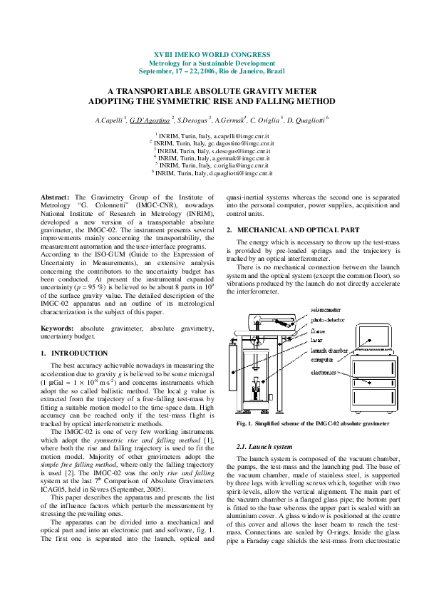 (PDF) IMGC-02: A Portable Absolute Gravimeter