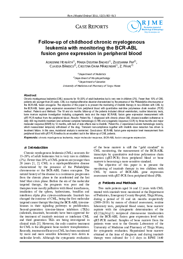 (PDF) The Profile of BCR-ABL1 Fusion Gene in Childhood Leukemia at ...