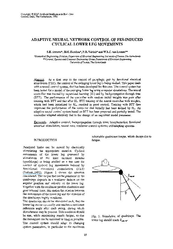 (PDF) Adaptive neural network control of fes-induced cyclical lower leg ...