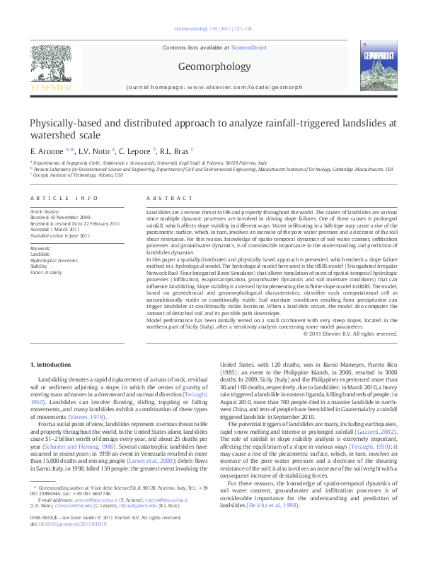 (PDF) Physically-based and distributed approach to analyze rainfall-triggered landslides at ...