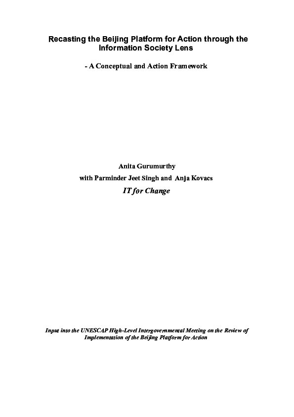 Recasting the Beijing Platform for Action through the Information ...