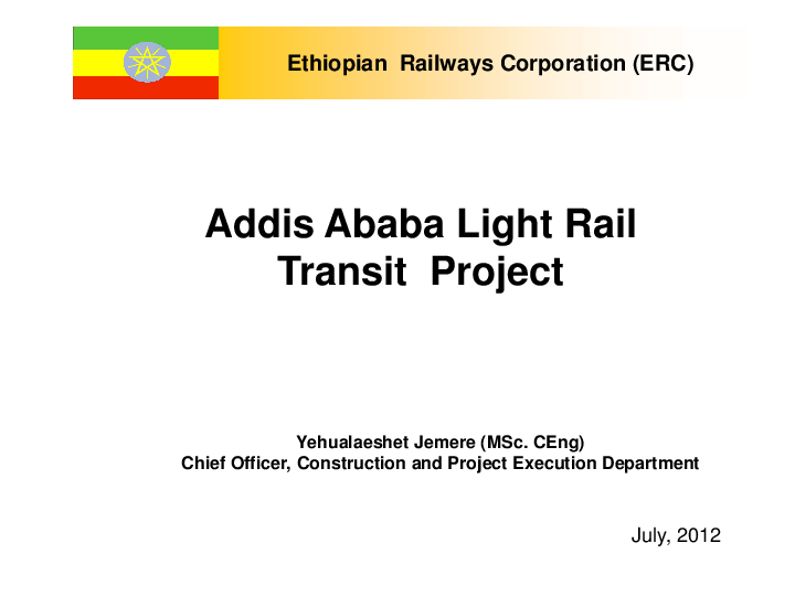 (PDF) Ethiopian Railways Corporation (ERC) Addis Ababa Light Rail ...