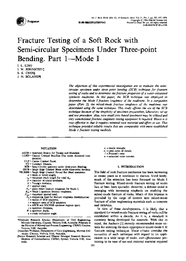 (PDF) Fracture testing of a soft rock with semi-circular specimens ...