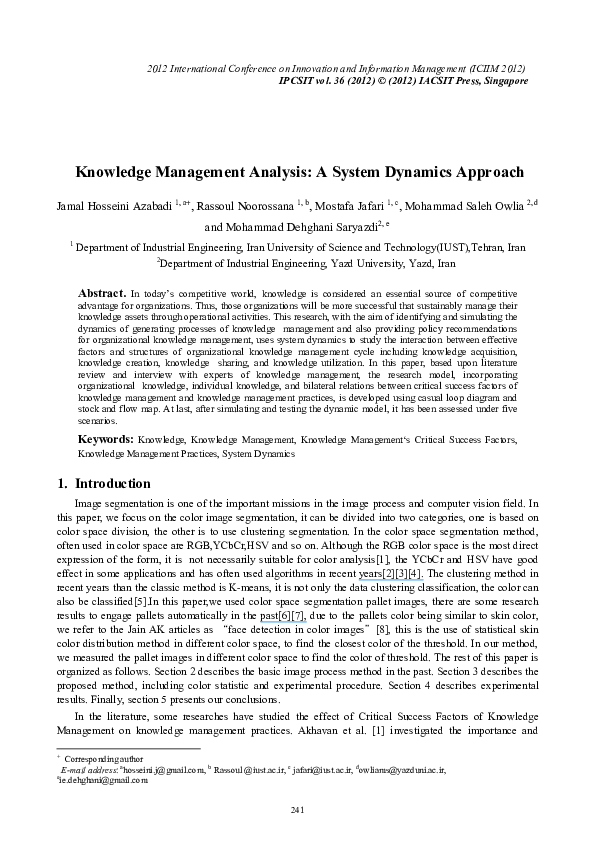 (PDF) Knowledge Management Analysis: A System Dynamics Approach