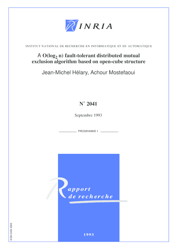 Pdf A Olog2n Fault Tolerant Distributed Mutual Exclusion Algorithm Based On Open Cube