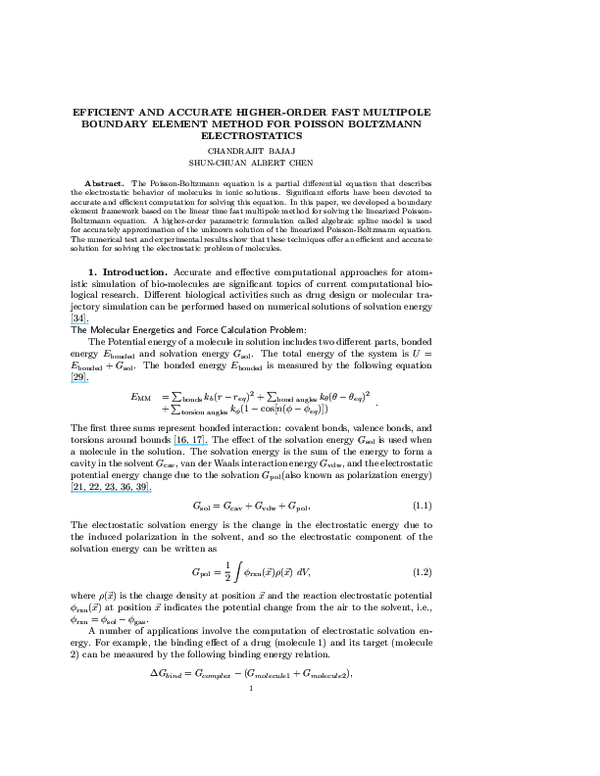 Pdf Efficient And Accurate Higher Order Fast Multipole Boundary Element Method For Poisson