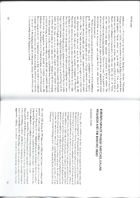 (PDF) Poole, Gabriele. 2014. "Byron's Impact: English Radicals, Italian ...