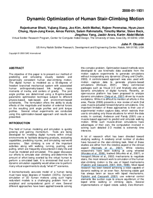 (PDF) Dynamic Optimization of Human Stair-Climbing Motion