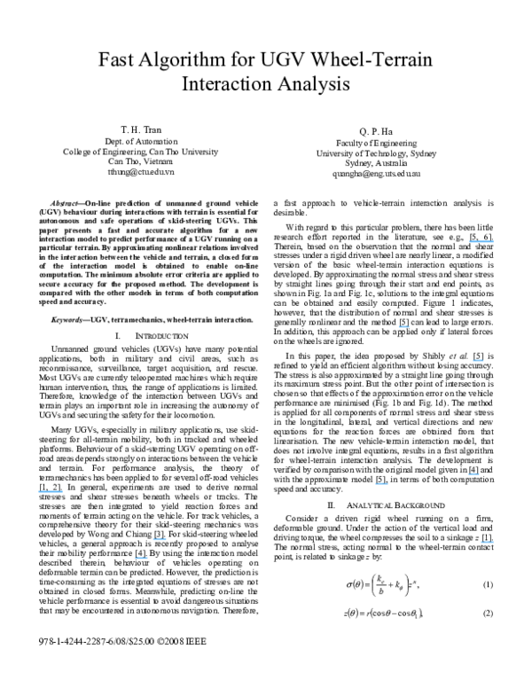 (PDF) Fast algorithm for UGV wheel-terrain interaction analysis
