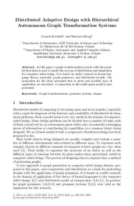 Pdf Distributed Adaptive Design With Hierarchical Autonomous Graph Transformation Systems