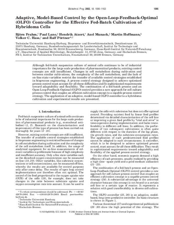 Adaptive Model Based Control By The Open Loop Feedback Optimal Olfo Controller For The