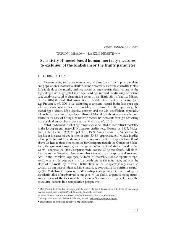 (PDF) Sensitivity of model-based human mortality measures to exclusion ...